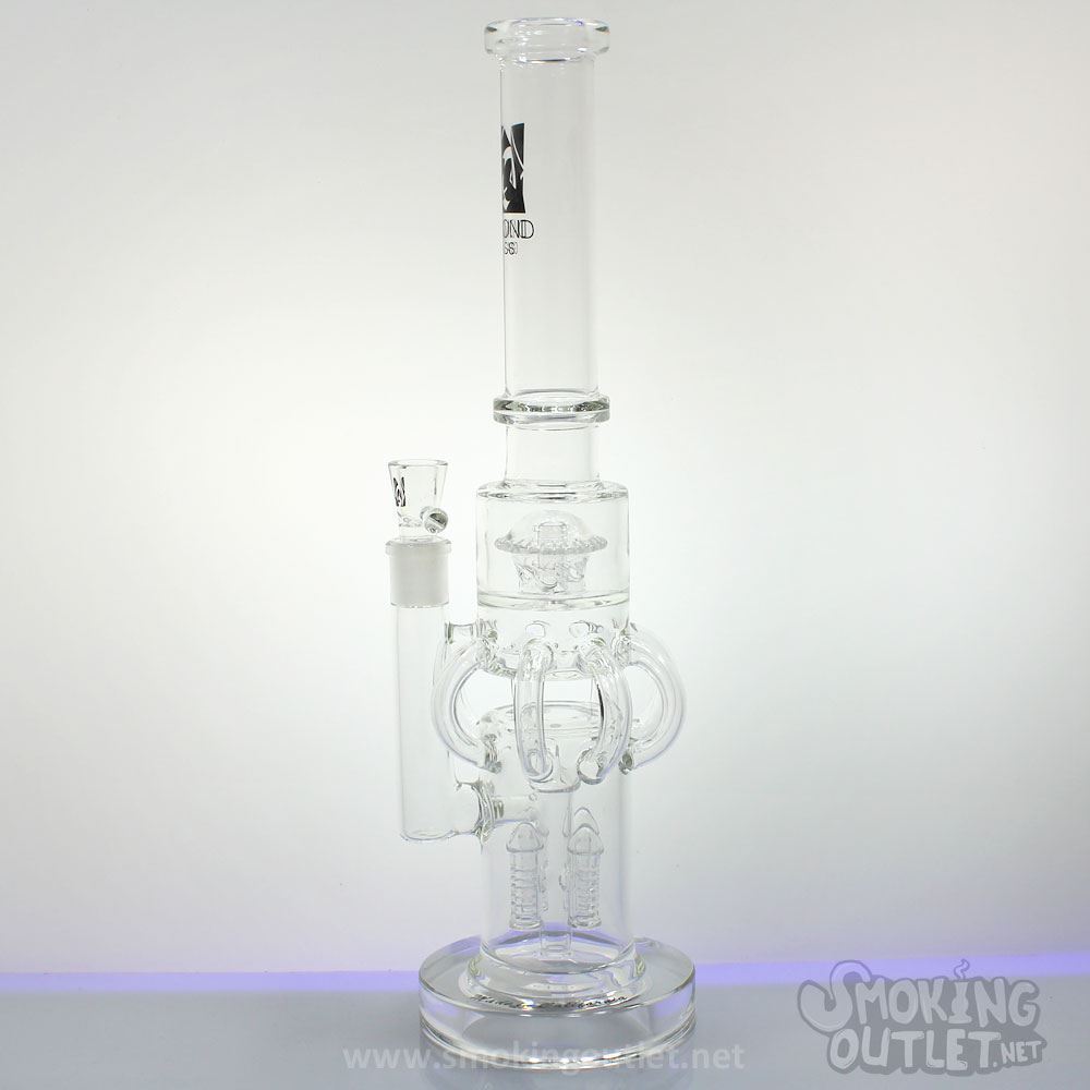 4-Bullet and Disk Showerhead Perc Double Chamber Diamond Glass Water ...
