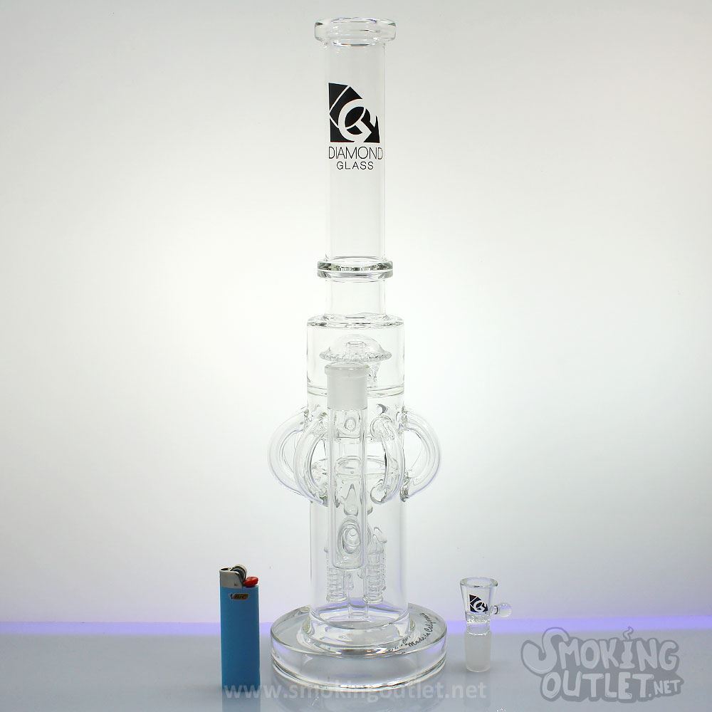 4-Bullet and Disk Showerhead Perc Double Chamber Diamond Glass Water ...
