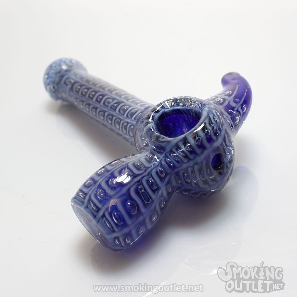 Cobalt Blue Hammer Glass Spoon Pipe | Smoking Outlet