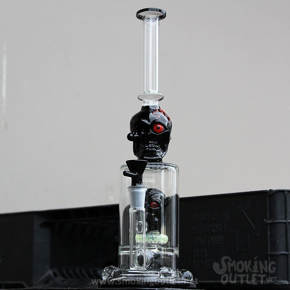 UFO Perc, Double Chamber Red Eye Skull and Goblin Bong | Smoking Outlet