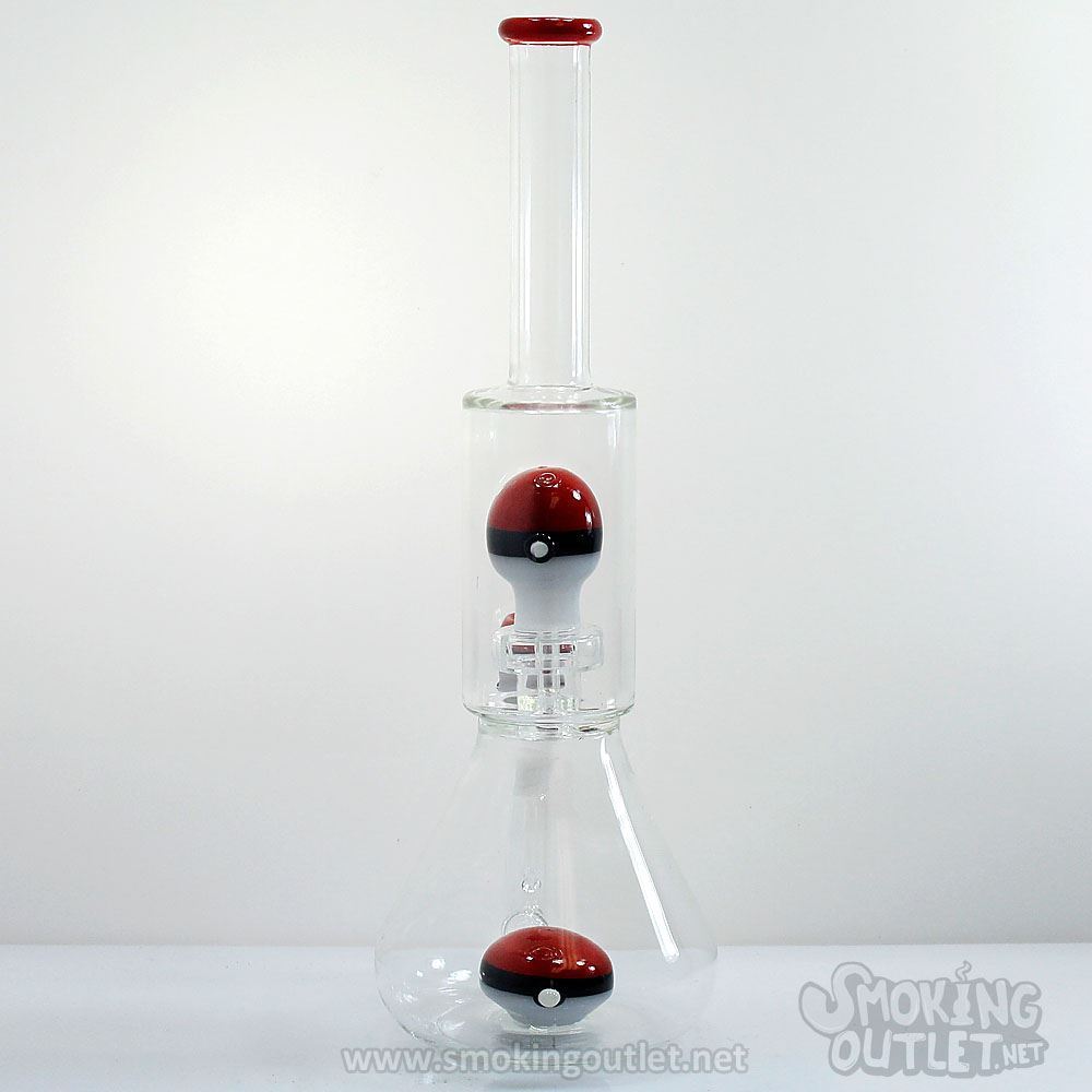 Poke Balls Beaker Double Perc Pipe | Smoking Outlet