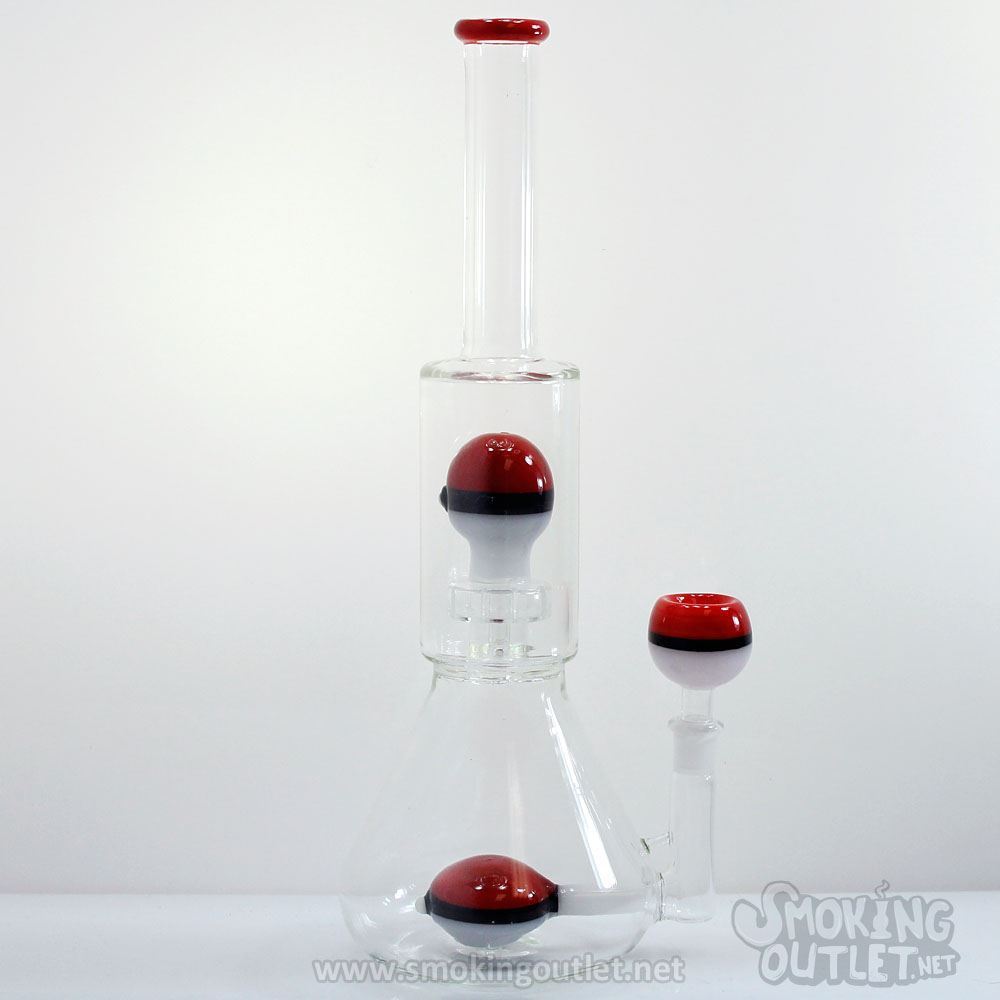 Poke Balls Beaker Double Perc Pipe | Smoking Outlet
