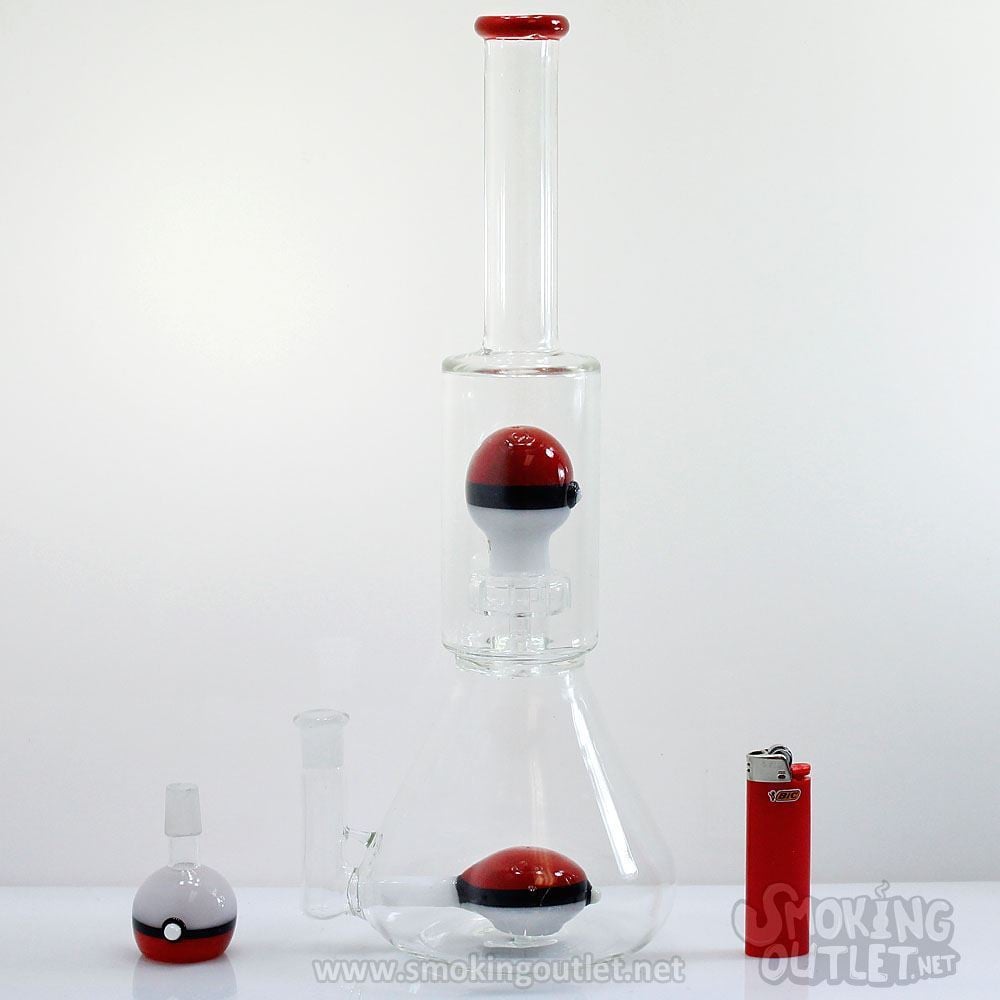 Poke Balls Beaker Double Perc Pipe | Smoking Outlet