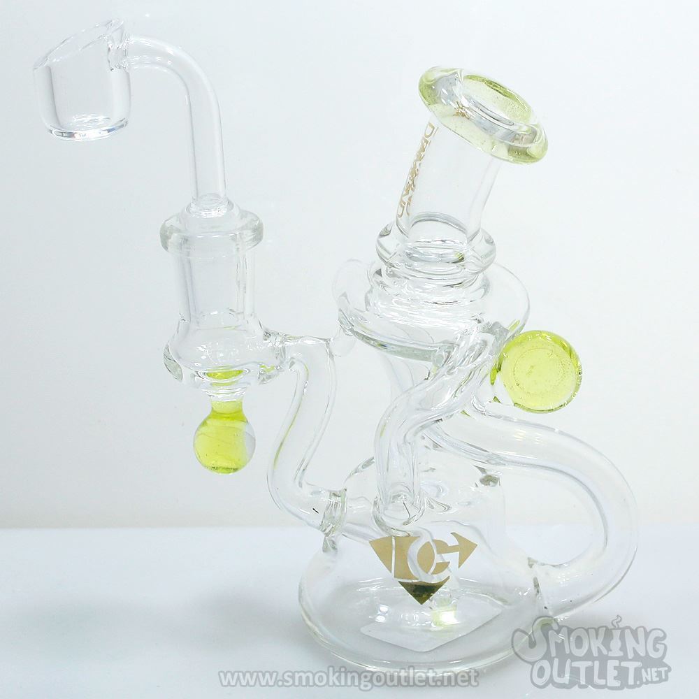 Dual Recycler Dab Rig by Diamond Glass (w/ Bowl Piece and Banger Nail ...