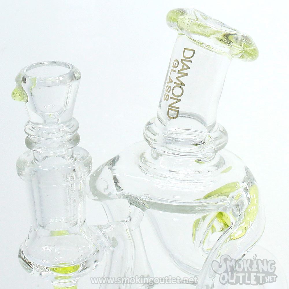 Dual Recycler Dab Rig by Diamond Glass (w/ Bowl Piece and Banger Nail) | Smoking Outlet