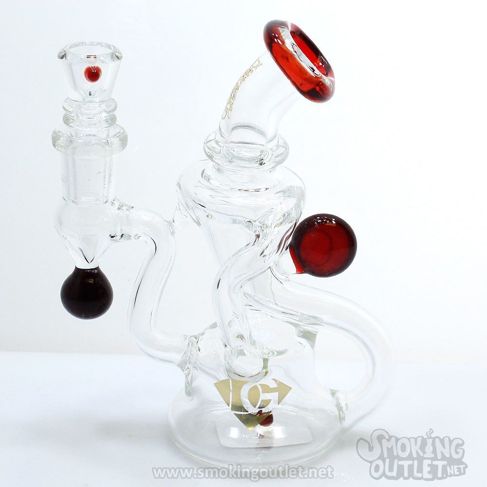 Dual Recycler Dab Rig by Diamond Glass (w/ Bowl Piece and Banger Nail ...