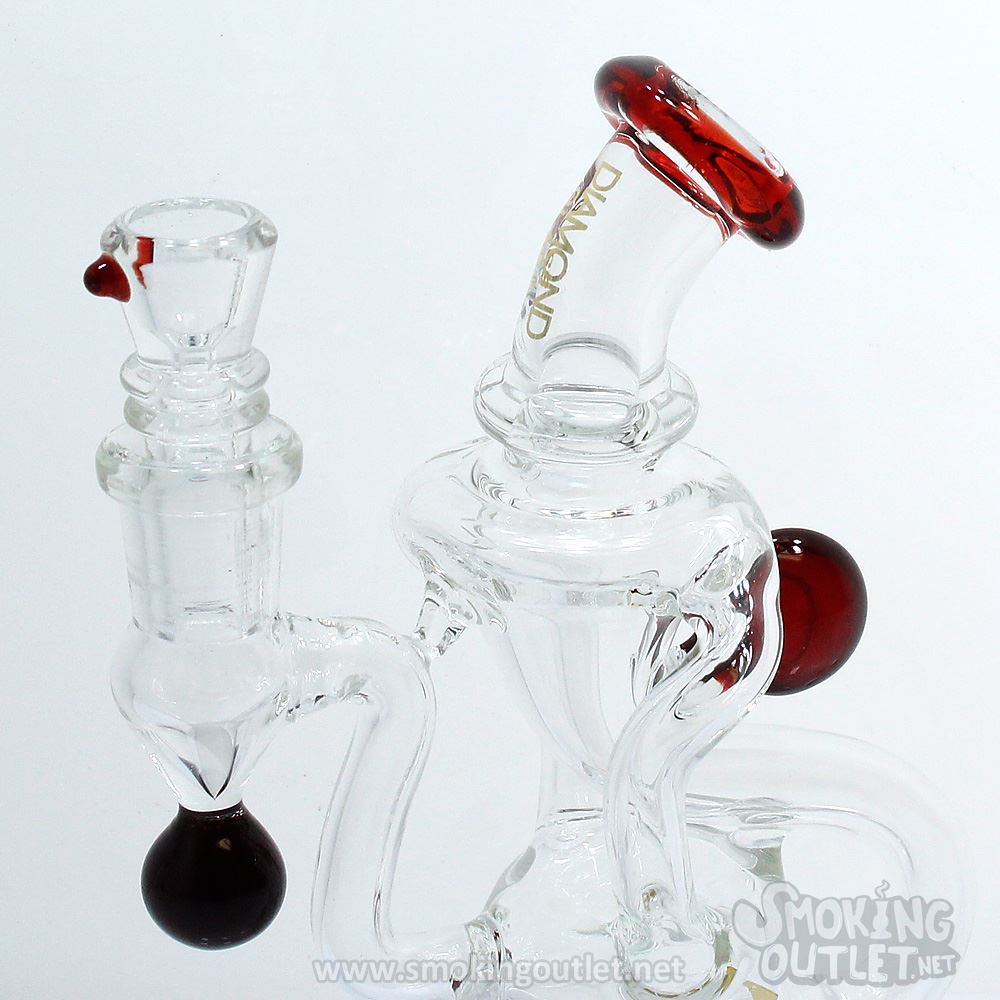 Dual Recycler Dab Rig by Diamond Glass (w/ Bowl Piece and Banger Nail ...