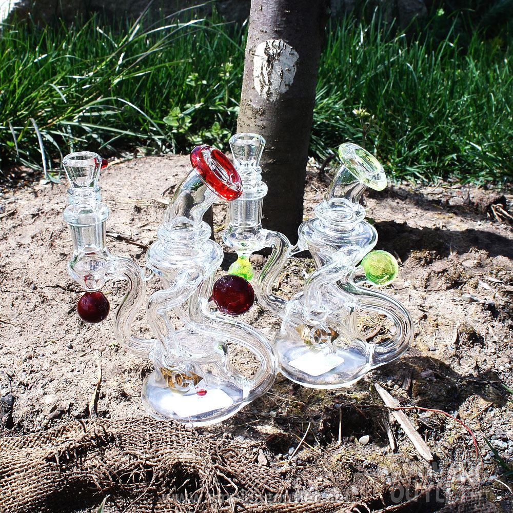 Dual Recycler Dab Rig by Diamond Glass (w/ Bowl Piece and Banger Nail ...