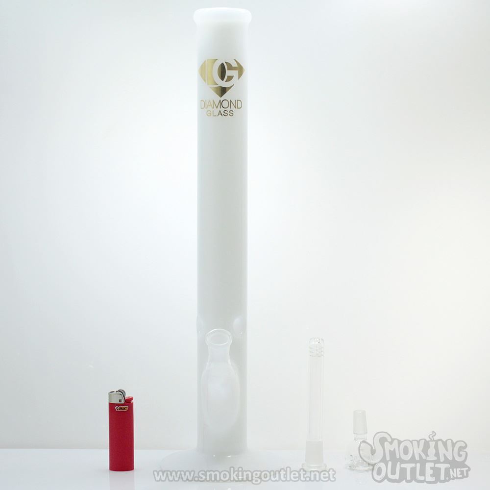 18” White Lightning Bong by Diamond Glass | Smoking Outlet