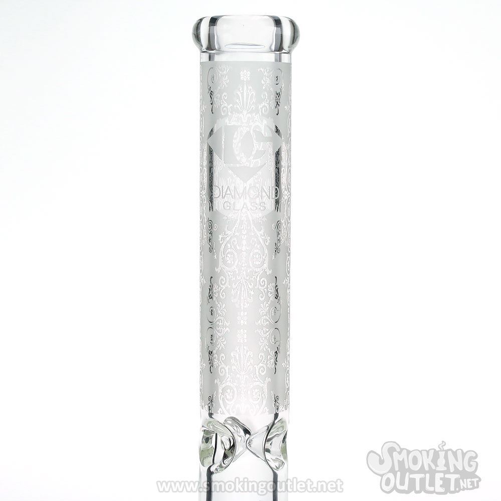 Behind the Damask Premium Etched Beaker Bong by Diamond Glass | Smoking ...