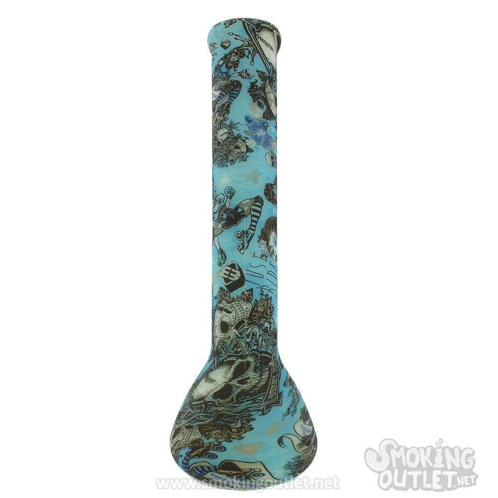 2-Piece Glow-in-the-Dark Silicone Death Derby Bong | Smoking Outlet