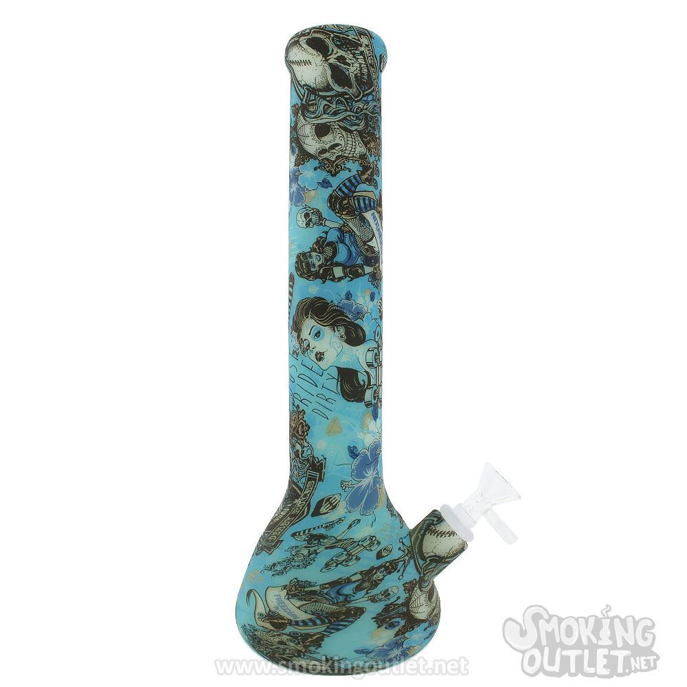 2-Piece Glow-in-the-Dark Silicone Death Derby Bong | Smoking Outlet