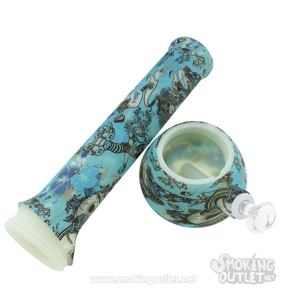 2-Piece Glow-in-the-Dark Silicone Death Derby Bong | Smoking Outlet
