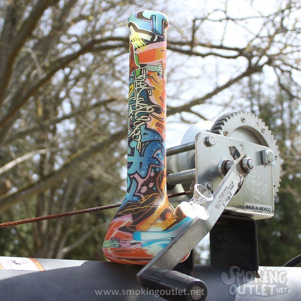 2-Piece Glow-in-the-Dark Silicone Graffiti Bong | Smoking Outlet