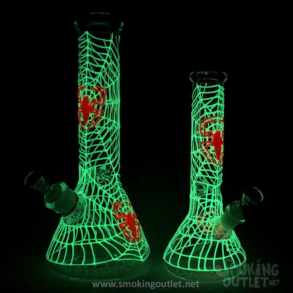 Small Spidey Glow-in-the-Dark Beaker Bong | Smoking Outlet