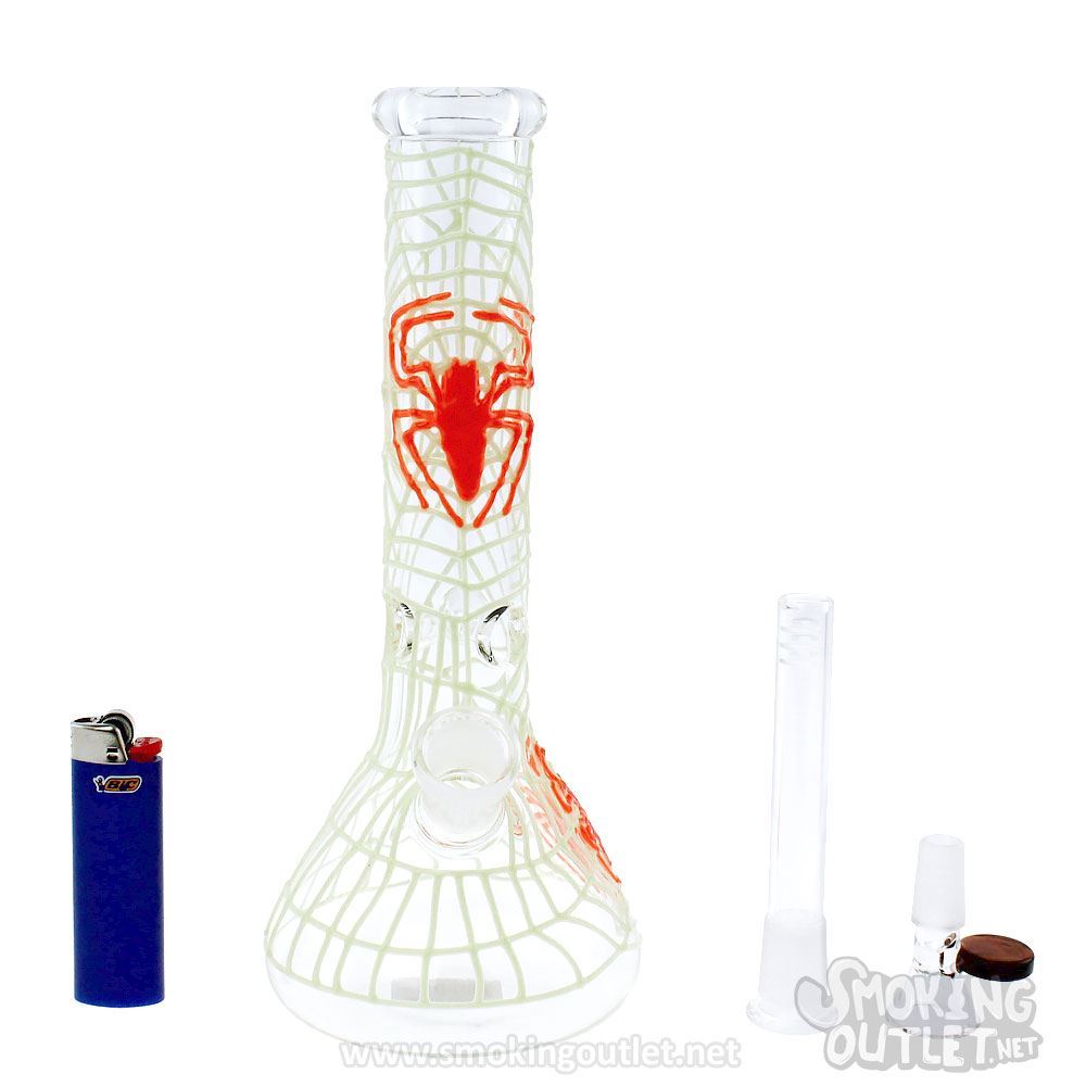 Small Spidey Glow-in-the-Dark Beaker Bong | Smoking Outlet