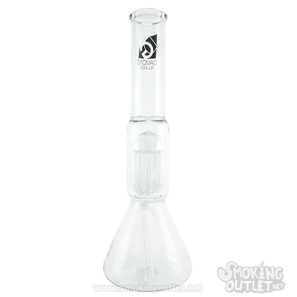 Downstem and 12-Arm Tree Perc, Double Chamber Diamond Glass Bong ...