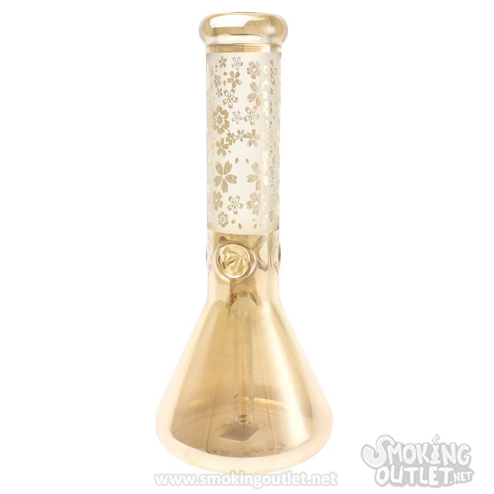 Rose Gold Etched Flower Bong | Smoking Outlet