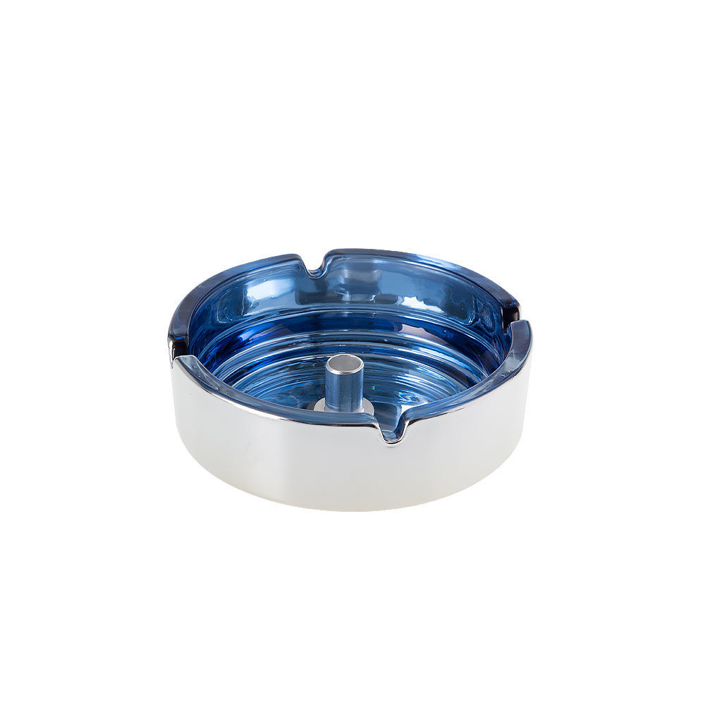 Chrome Glass Ashtray w/ Snuffer | Smoking Outlet