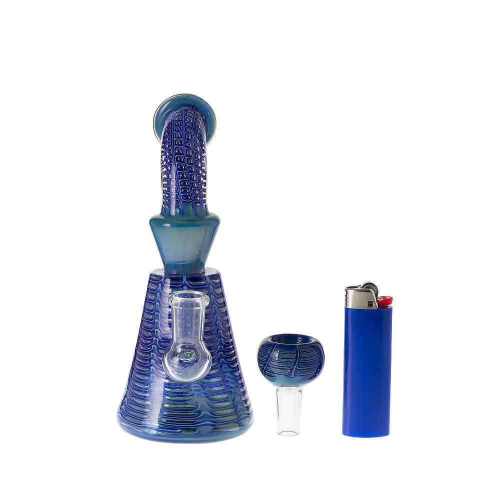 Sapphire Ripple 7" Blue Glass Bong | Smoking Outlet