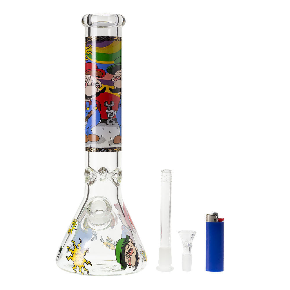 Mario & Luigi – 7mm Glass Beaker Bong | Smoking Outlet