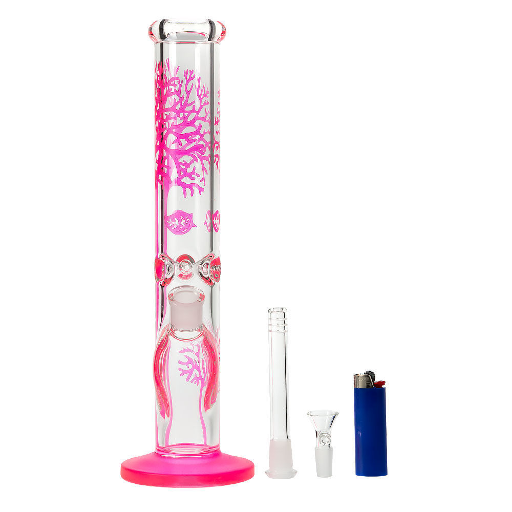 Tree of Life – 14" Neon Straight Tube Bong | Smoking Outlet