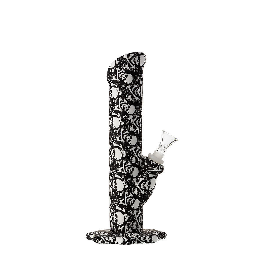 Skull & Bones – 10" Silicone Straight Tube Bong | Smoking Outlet