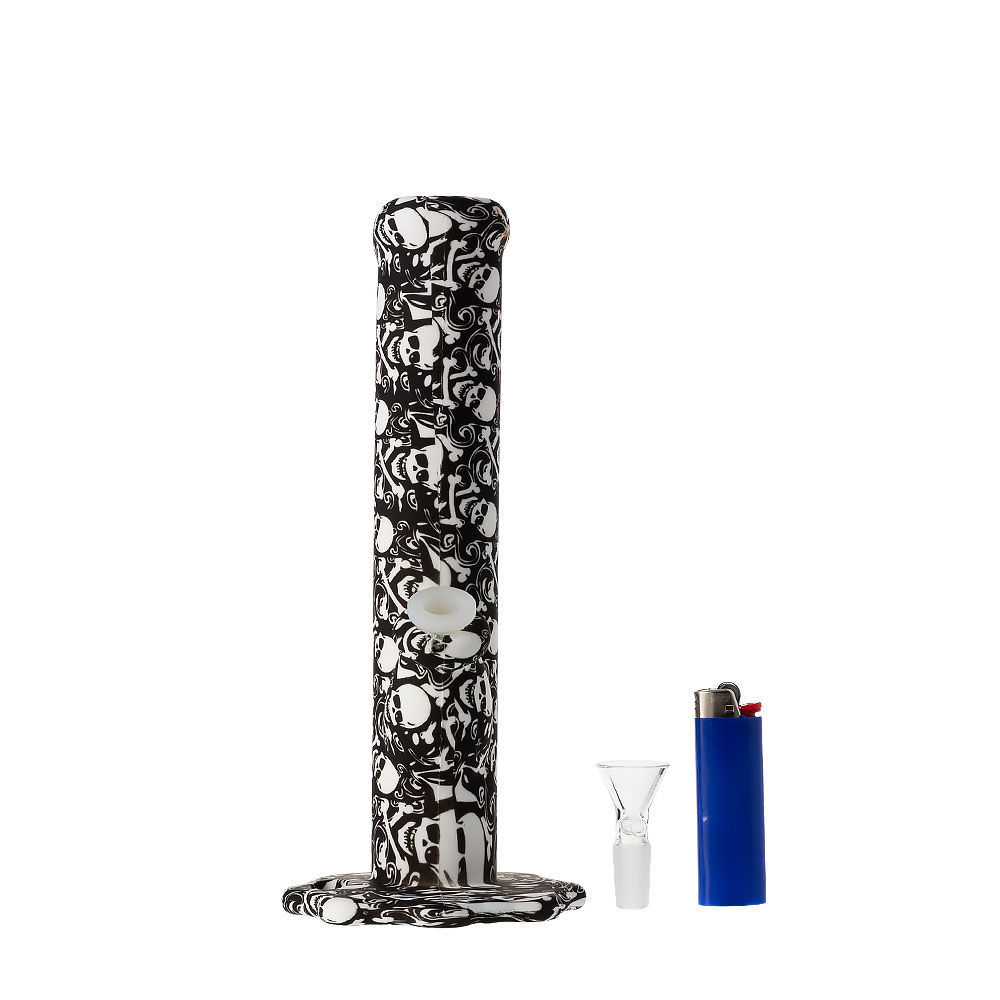 Skull & Bones – 10" Silicone Straight Tube Bong | Smoking Outlet