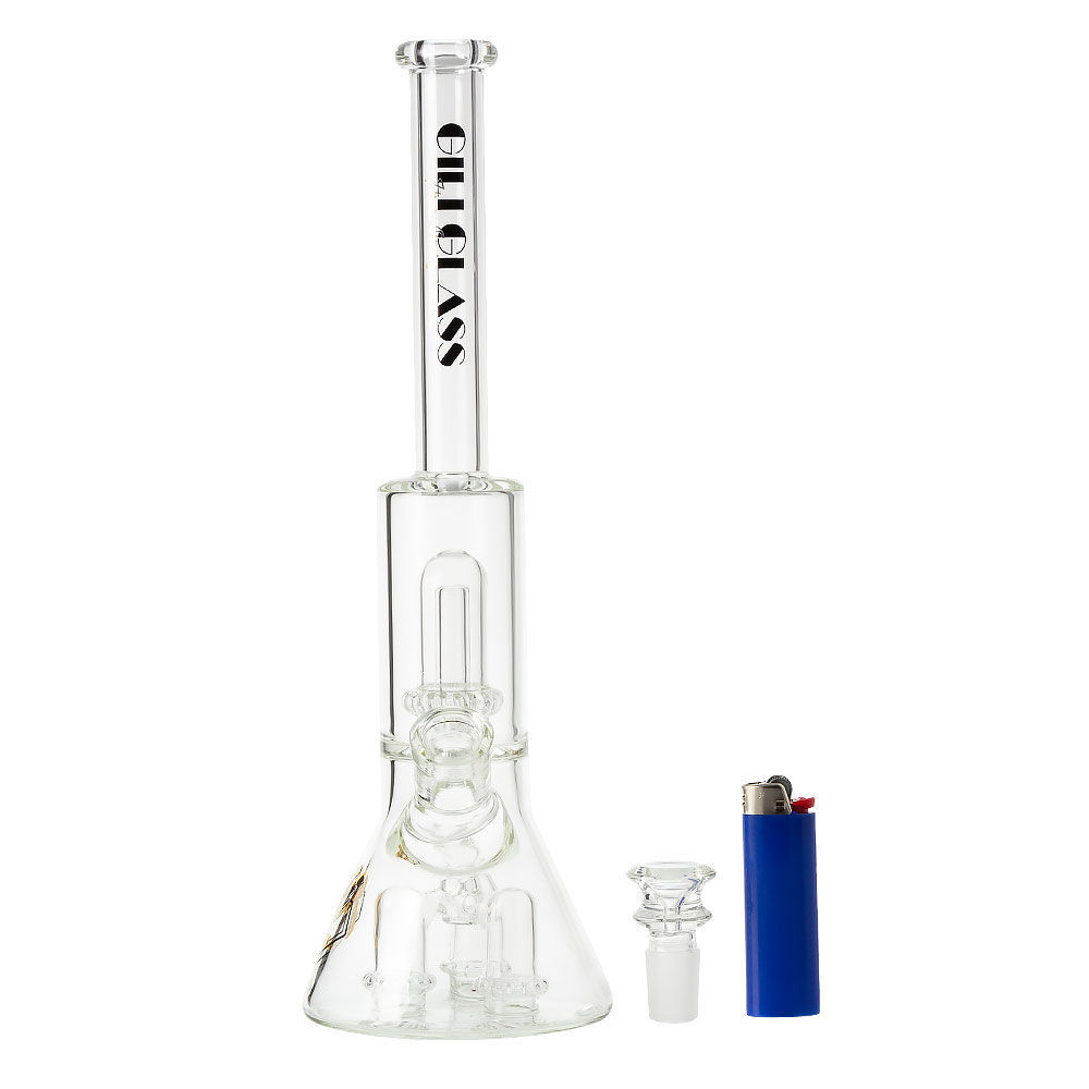 Gili Glass – 13" Quad UFO Perc Beaker Bong | Smoking Outlet
