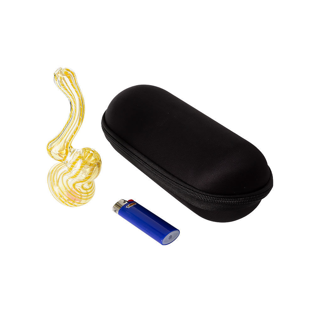 Travel Kit – Bubbler Pipe, Carrying Case & Lighter | Smoking Outlet